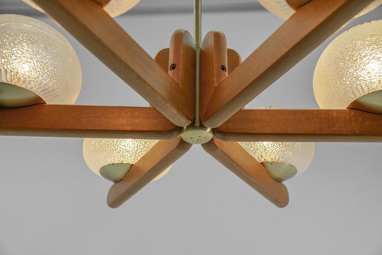 6-Arm Orbit Lamp with Amber Glass Shades, 1960s at 1stDibs