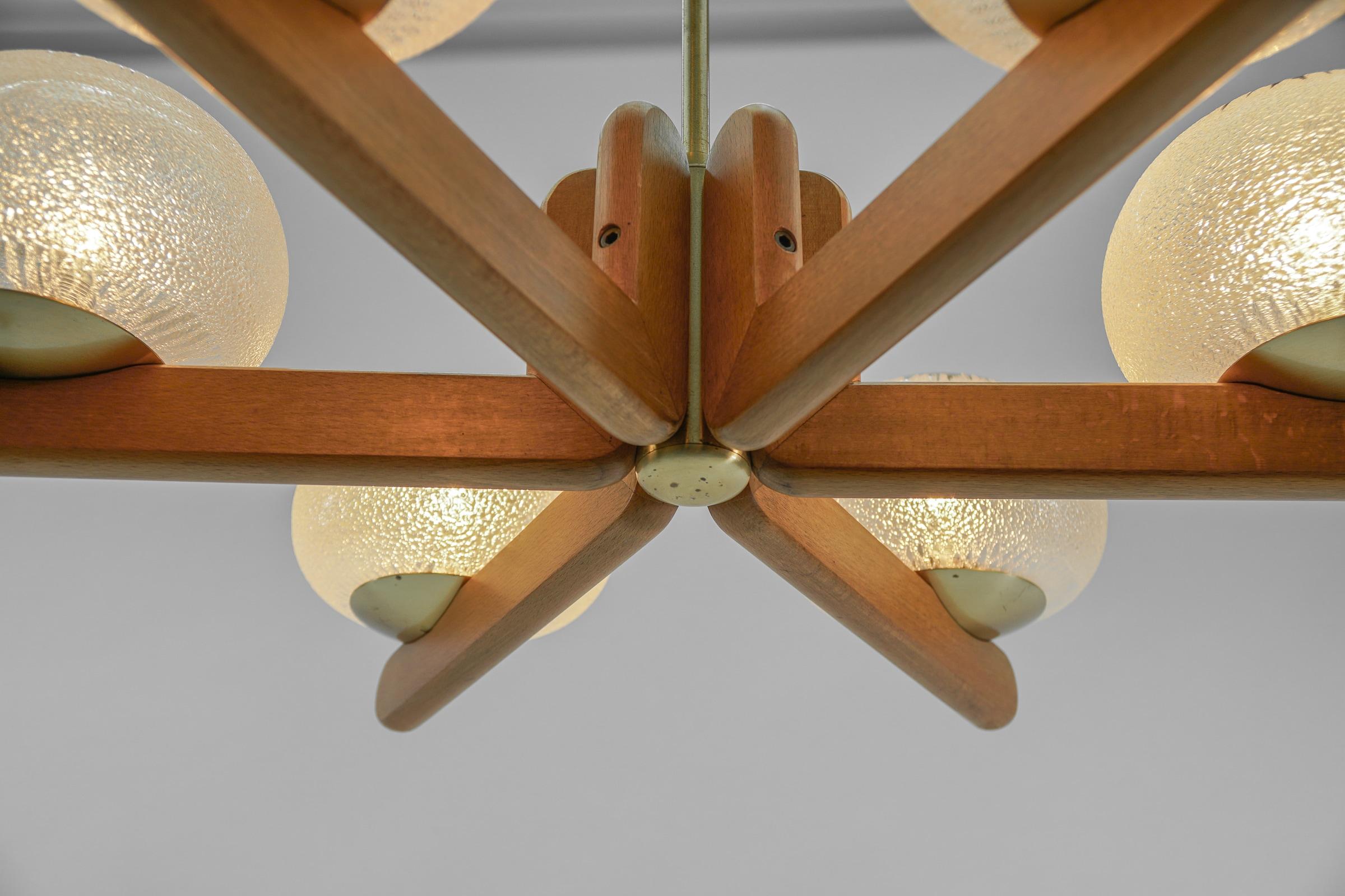 6-Arm Orbit Lamp with Amber Glass Shades, 1960s For Sale at 1stDibs