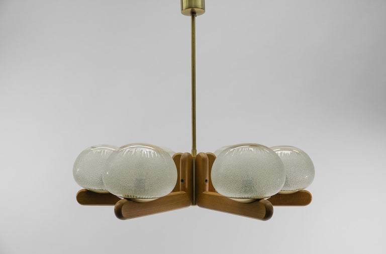 6-Arm Orbit Lamp with Amber Glass Shades, 1960s at 1stDibs