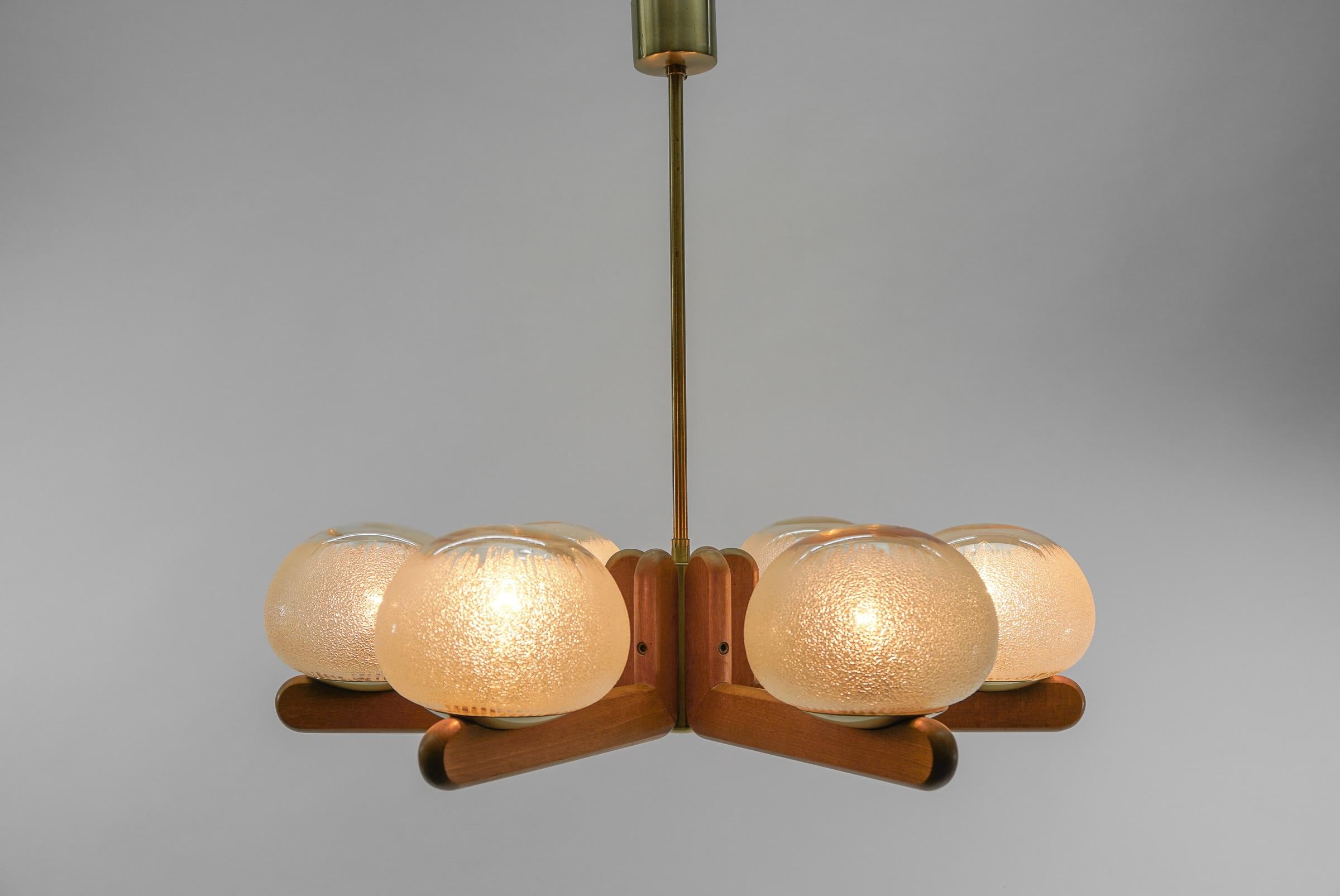 6-Arm Orbit Lamp with Amber Glass Shades, 1960s For Sale at 1stDibs