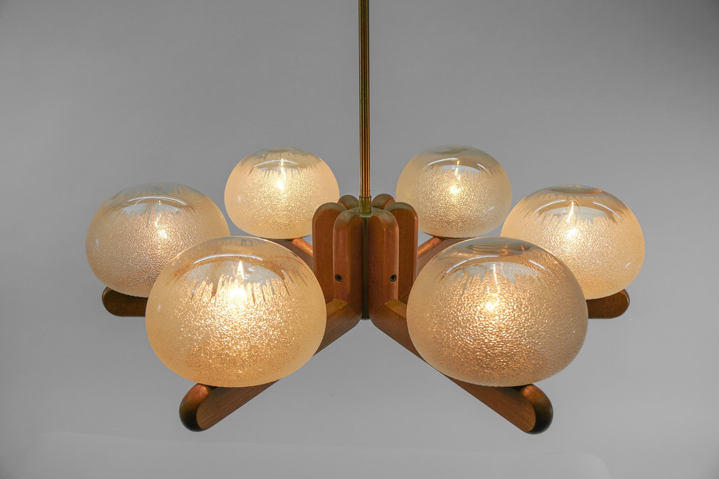 6-Arm Orbit Lamp with Amber Glass Shades, 1960s For Sale at 1stDibs