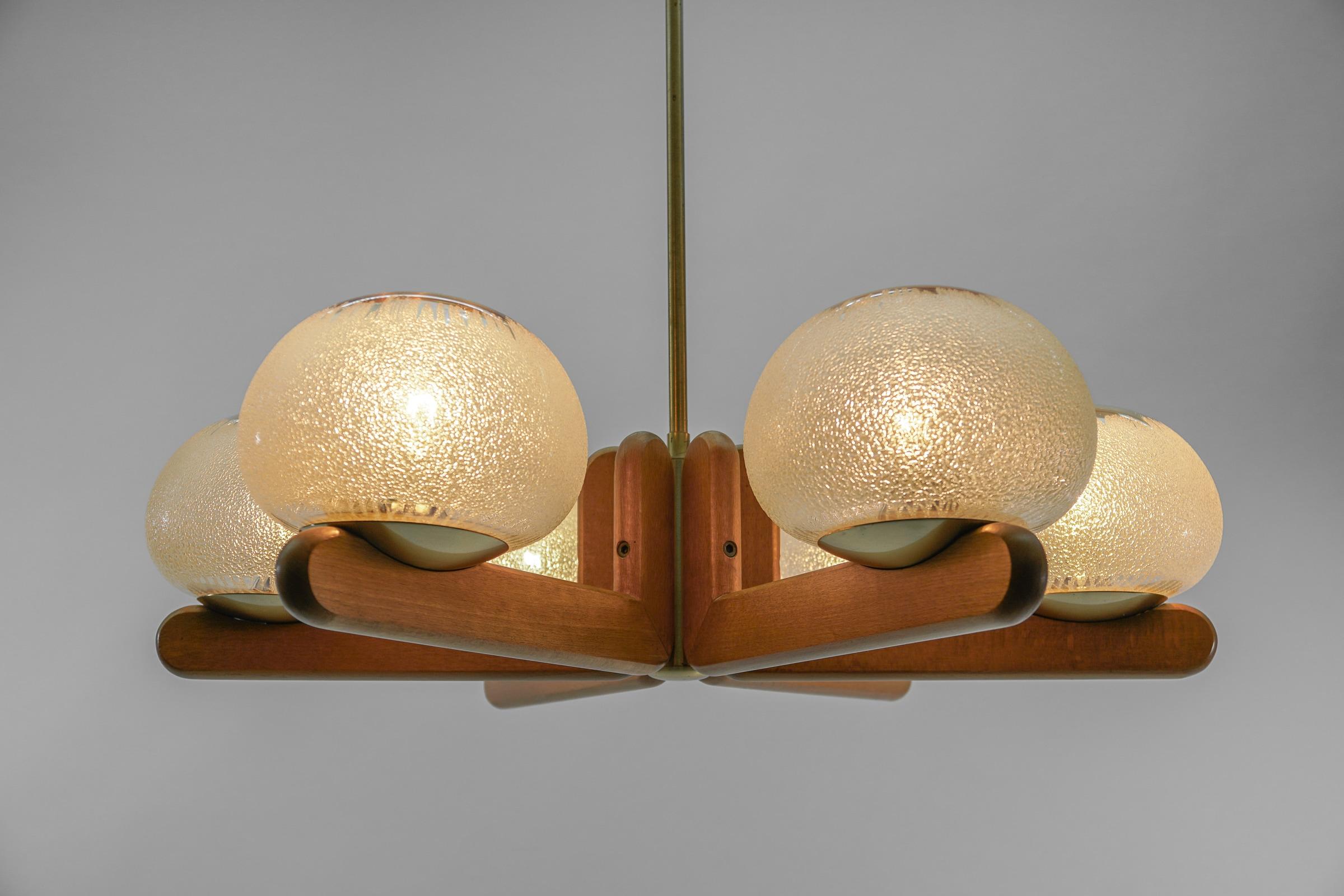 6-Arm Orbit Lamp with Amber Glass Shades, 1960s For Sale at 1stDibs
