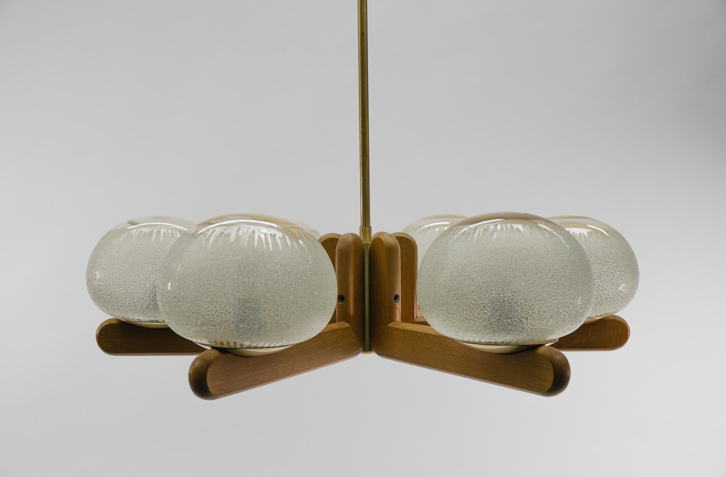 6-Arm Orbit Lamp with Amber Glass Shades, 1960s For Sale at 1stDibs