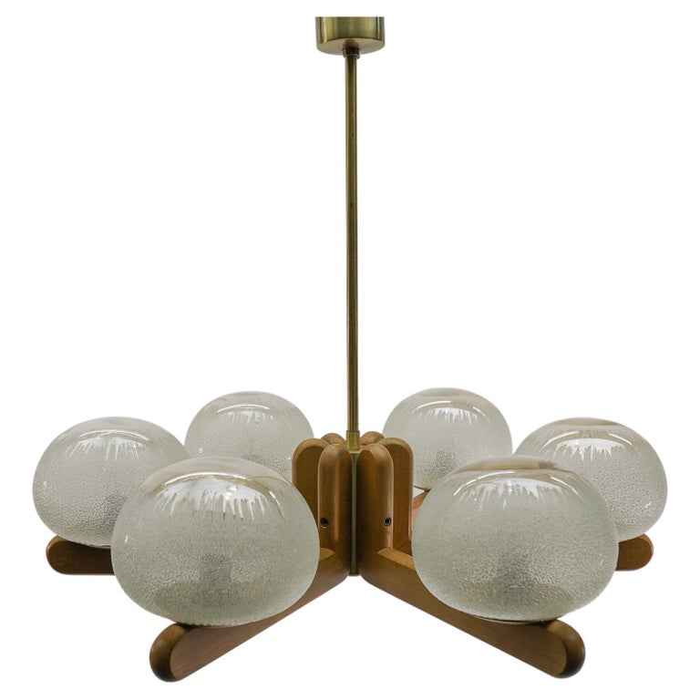 6-Arm Orbit Lamp with Amber Glass Shades, 1960s at 1stDibs