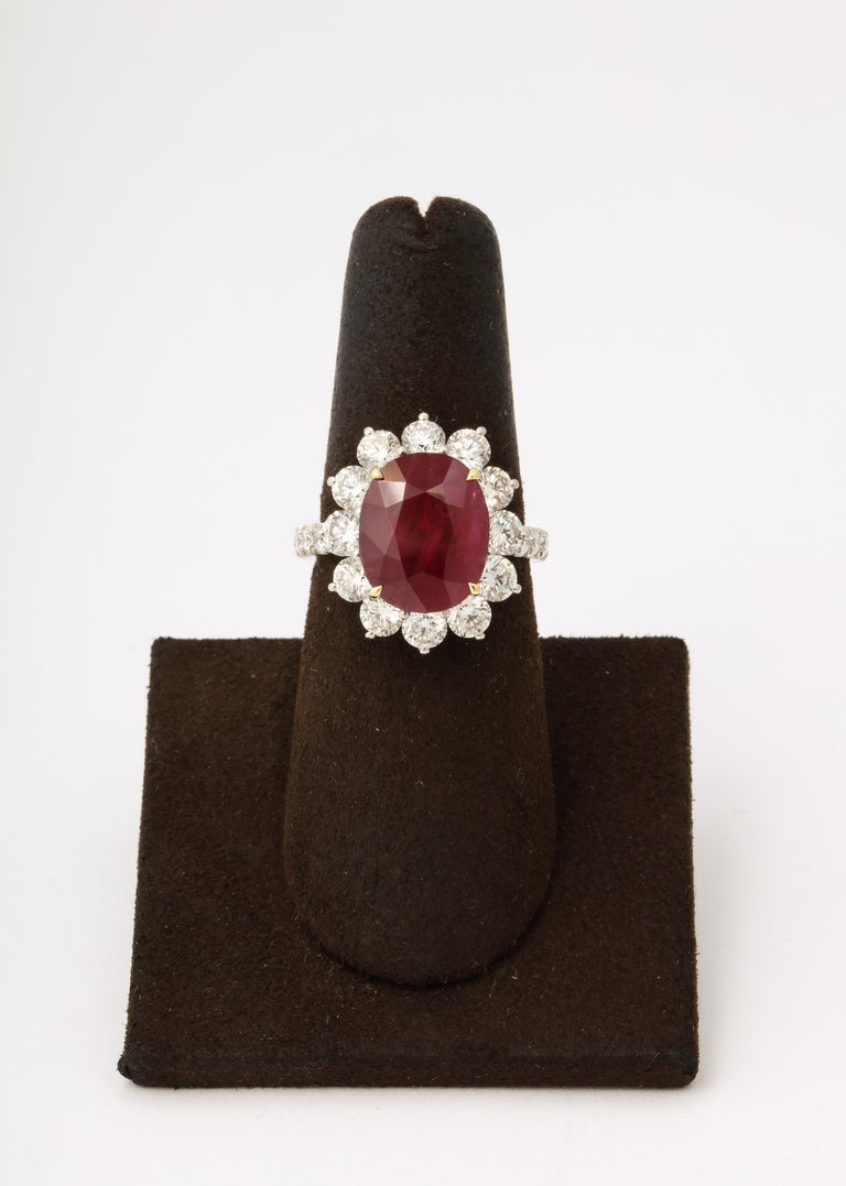 6 Carat Burma Ruby and Diamond Ring For Sale at 1stDibs