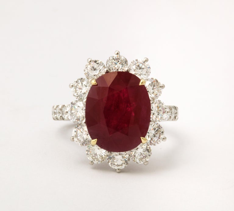 6 Carat Burma Ruby and Diamond Ring For Sale at 1stDibs