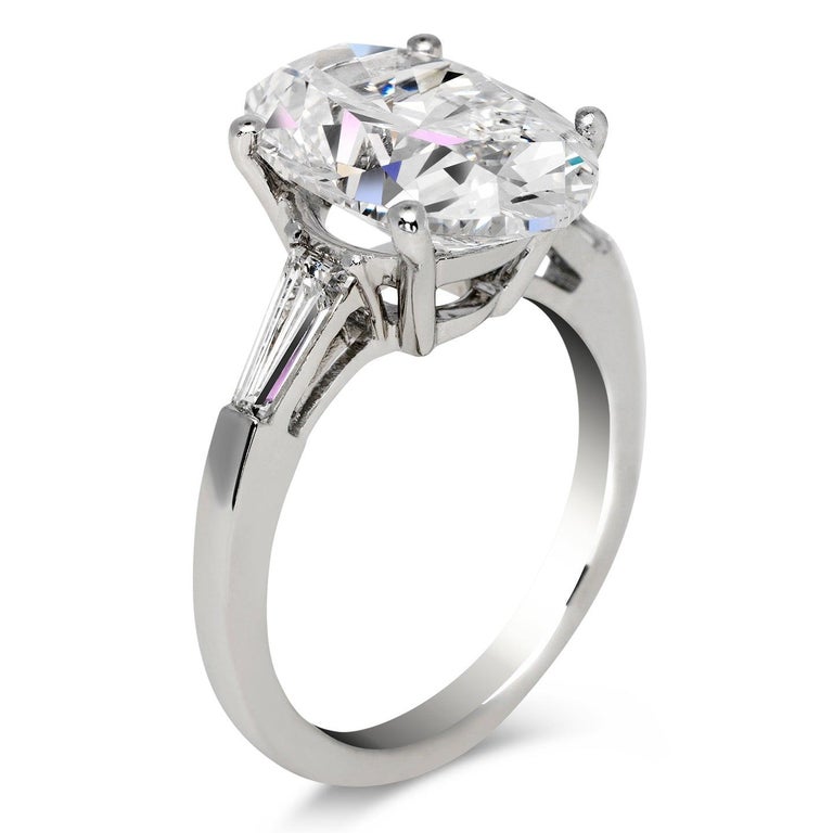 6 Carat Oval Cut Diamond Engagement Ring GIA Certified E IF For Sale at ...