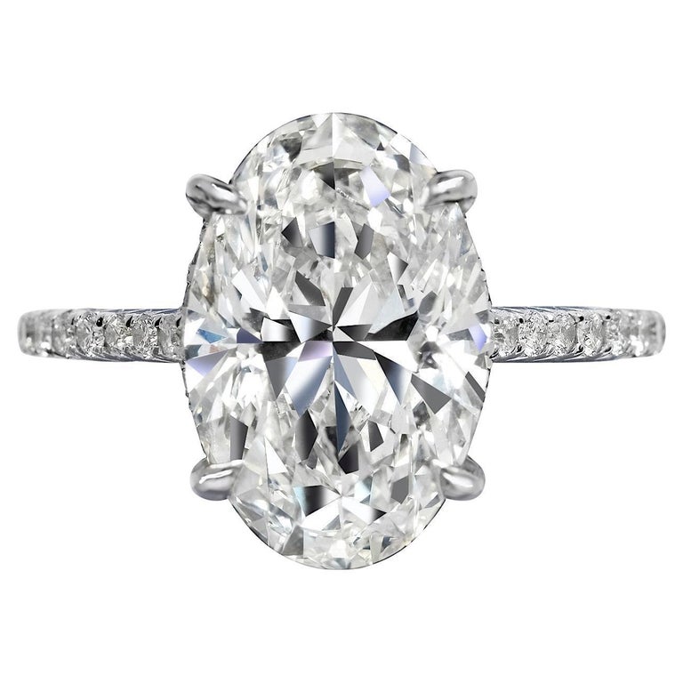 6 Carat Oval Cut Diamond Engagement Ring GIA Certified H VS2 For Sale ...