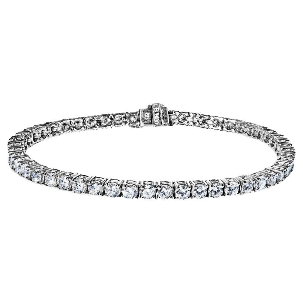 3 Carat Round Brilliant Diamond Tennis Bracelet Certified For Sale at ...