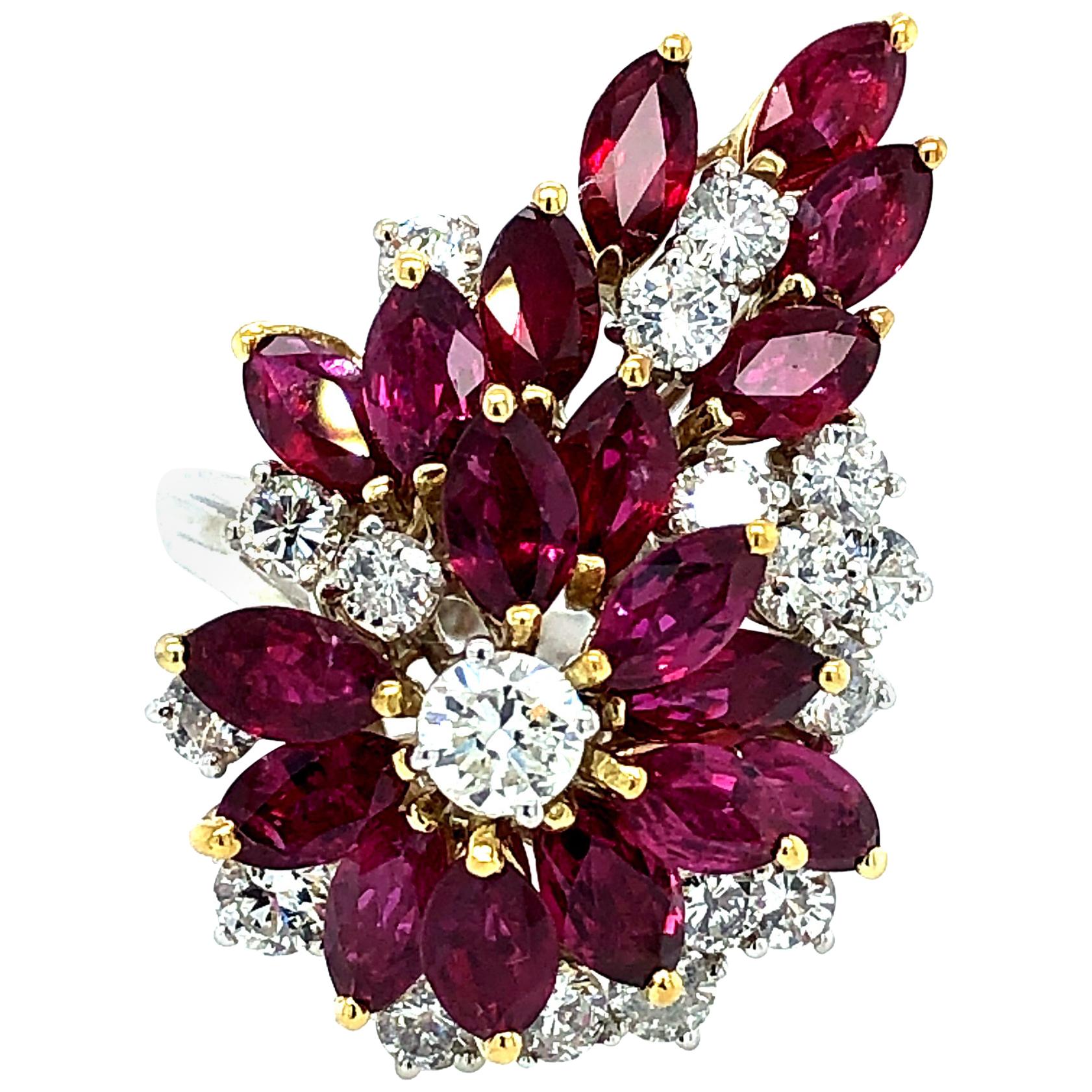 14 Karat Yellow Gold Ruby and Diamond Ring For Sale at 1stDibs | 14 ...