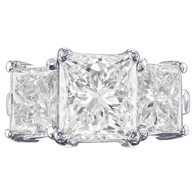 6 Carat Three Stone Diamond Engagement Ring For Sale at 1stDibs