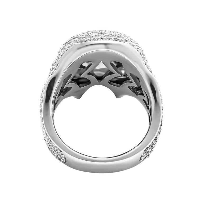 6 carat White Diamond Mens Skull Ring in Platinum For Sale at 1stDibs