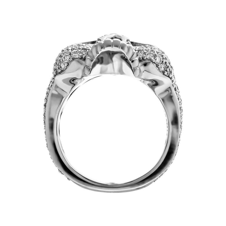 6 carat White Diamond Mens Skull Ring in Platinum For Sale at 1stDibs