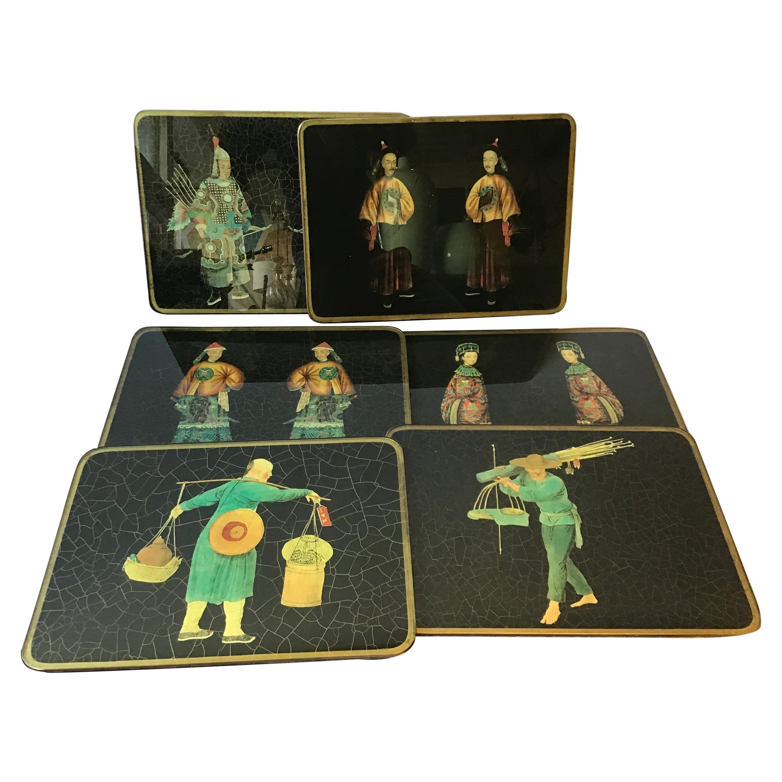 6 Chinoiserie Glass Place Mats at 1stDibs | clear glass table mats