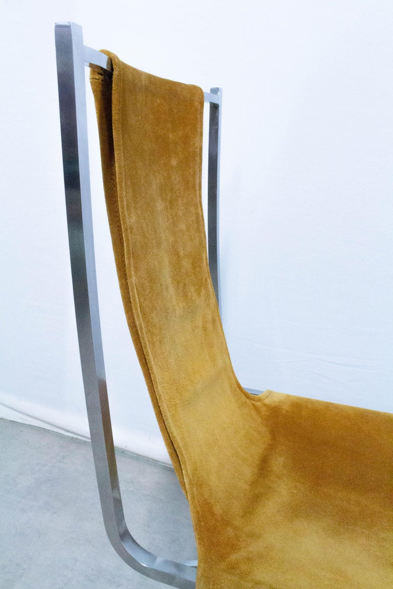 6 Chrome Nubuck Chairs Created by Pierre Cardin for Maison Jansen ...