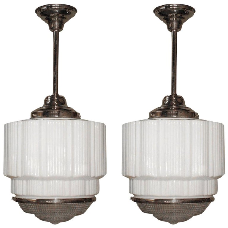 6 Crystal Bottom Vintage Kitchen Pendant Lights, circa 1925 For Sale at ...