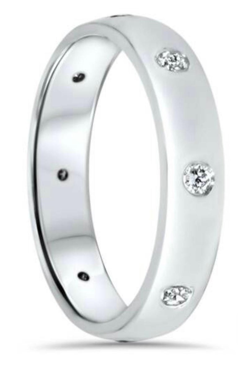6 Flush Set Bezel Diamond Eternity Wedding Band in 18 Karat White Gold ...