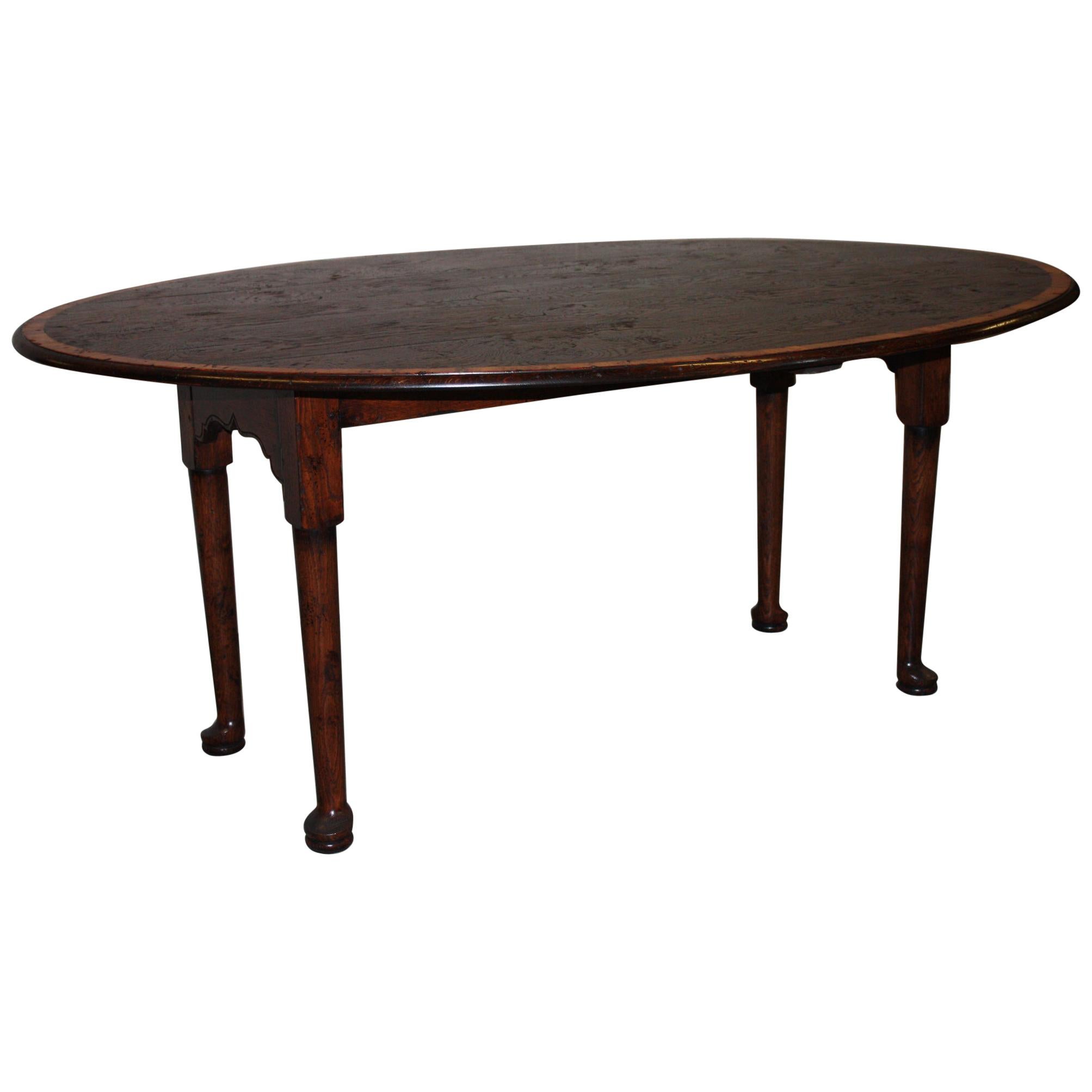 Antique Queen Anne Style Round Dining Table W/ Extension L
