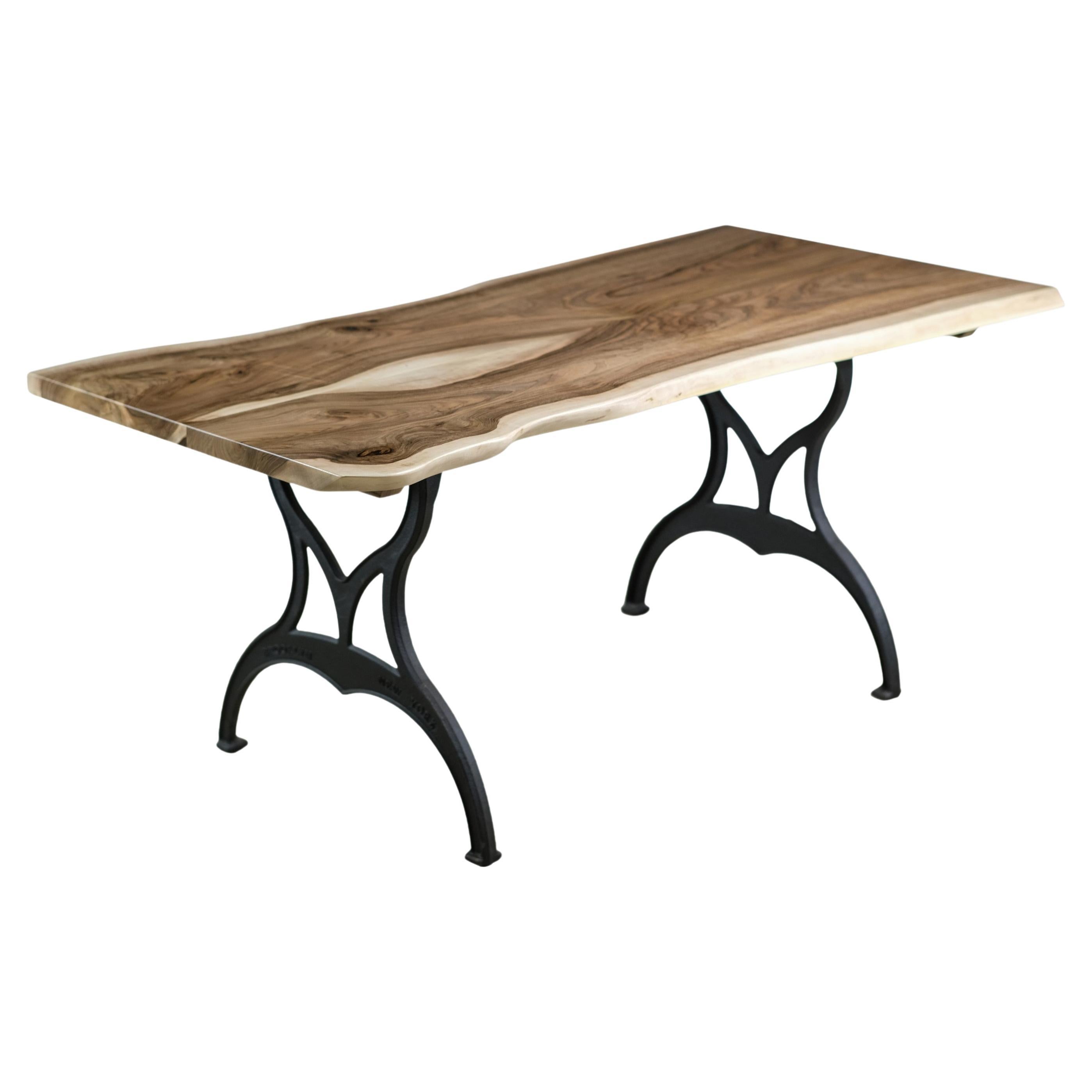 8 ft Live Edge Solid Walnut Dining Table w Brooklyn Legs For Sale at ...