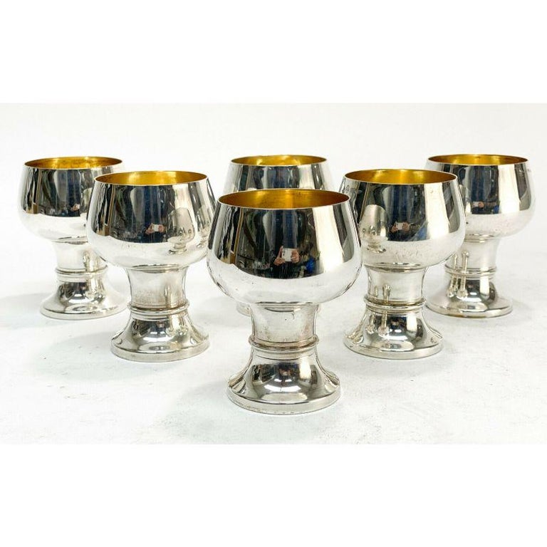 6 Guscelli and Passeri Italian Sterling Silver Gold Wash Beakers Fi 283 ...