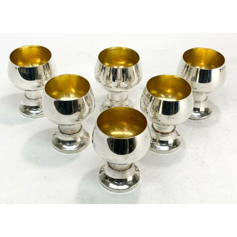 6 Guscelli and Passeri Italian Sterling Silver Gold Wash Beakers Fi 283 ...