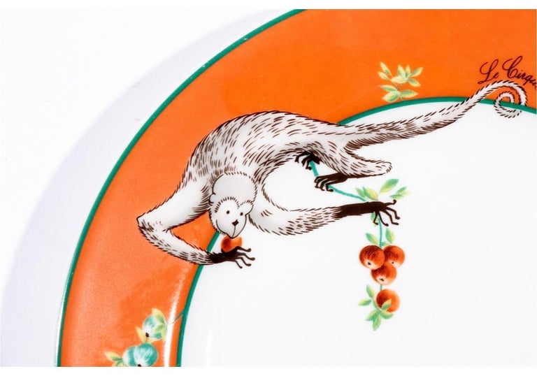 6 Le Cirque N.Y. Bernardaud Orange Bread and Butter Plates with Monkey ...