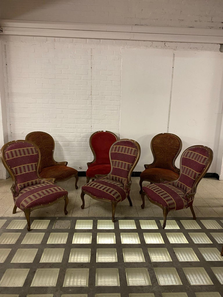 6 Louis Philippe Style Bergere Chairs, circa 1950 For Sale at 1stDibs