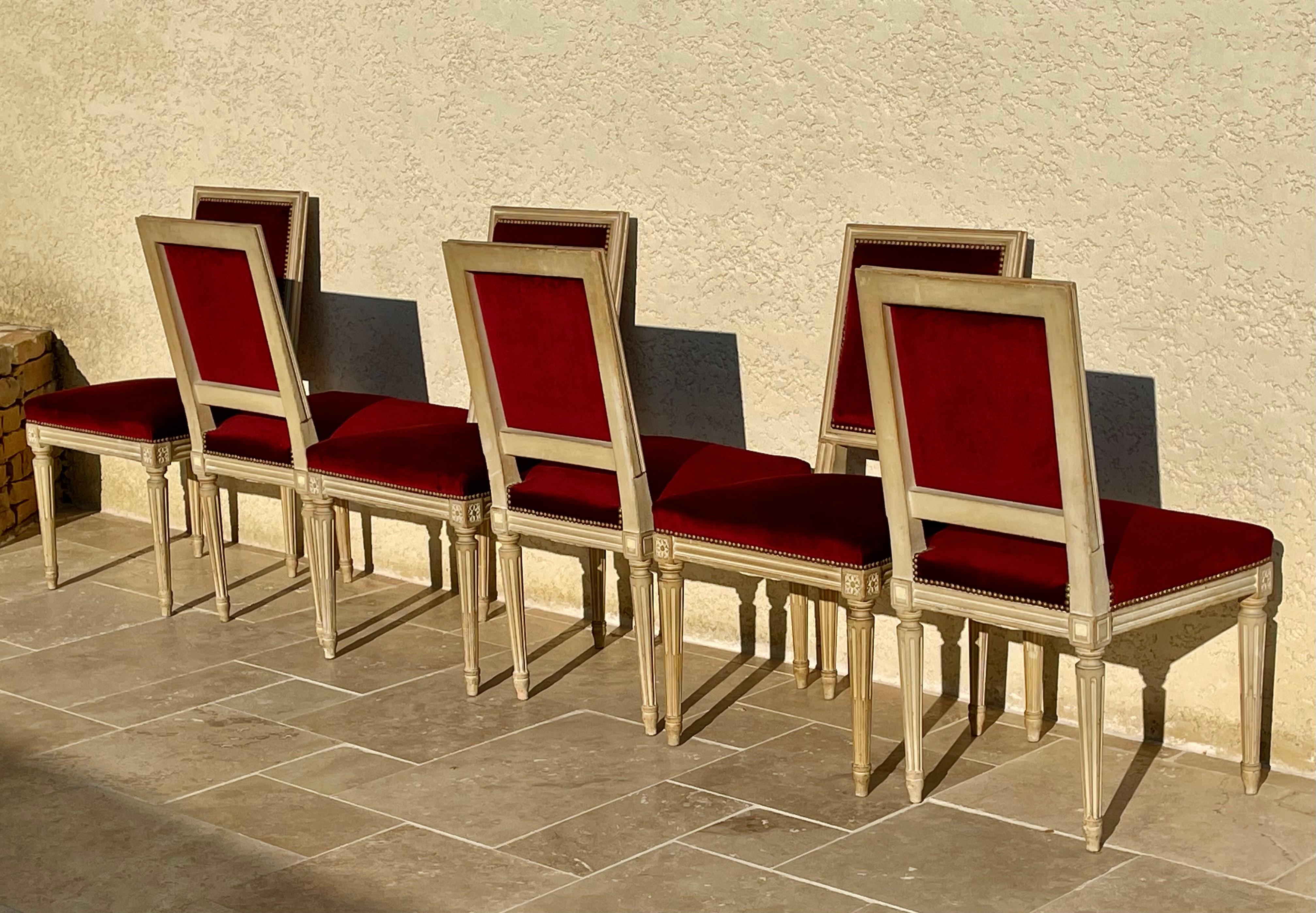 6 Louis XVI Chairs, 19th Century For Sale at 1stDibs