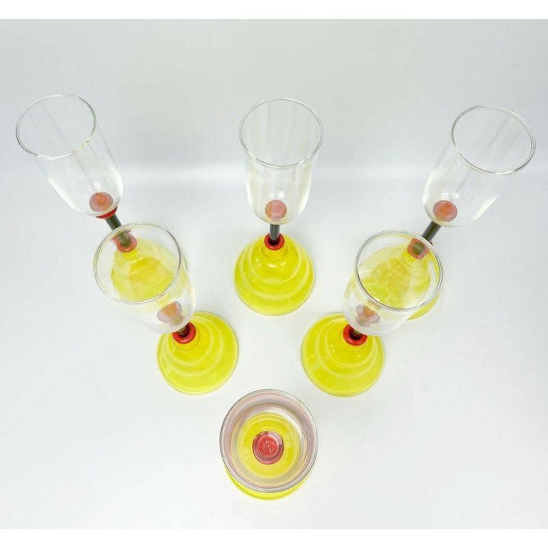 6 Marco Zanini for Memphis Milano Italian Hand Blown Murano Art Glasses ...