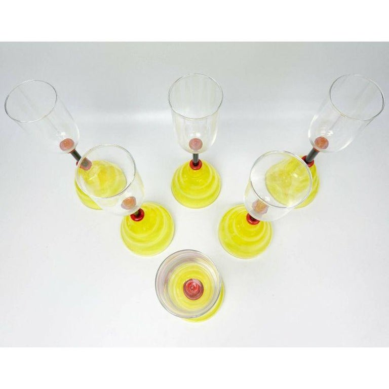 6 Marco Zanini for Memphis Milano Italian Hand Blown Murano Art Glasses ...