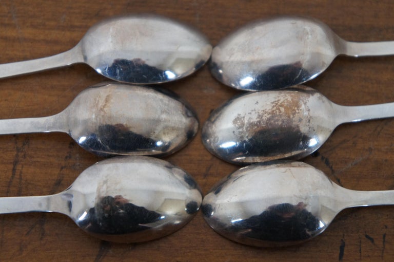 6 Mid-Century English Sterling Silver Demitasse Tea Coffee Spoon Box ...