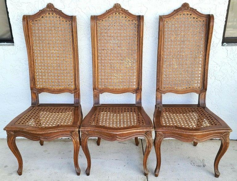 '6' Mid Century French Wingback Cane Dining Chairs by Mariano Garcia of ...