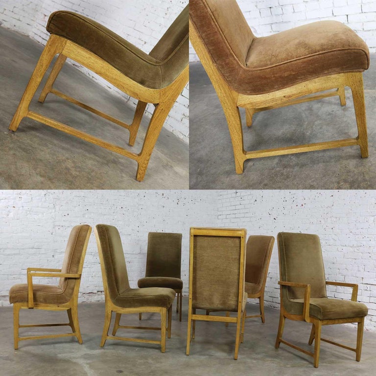 6 Modern Style Vintage Dining Chairs Velvet Scoop Seats Bernhardt Flair ...