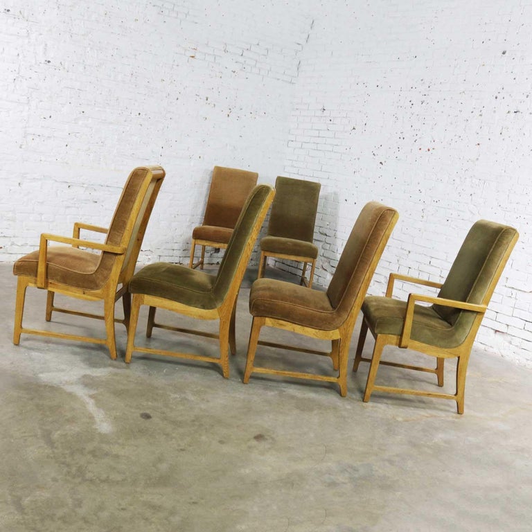 6 Modern Style Vintage Dining Chairs Velvet Scoop Seats Bernhardt Flair ...