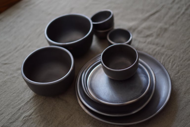 6 Oaxacan Black Clay 25cm Dinner Plates Handmade Tableware Barro Oaxaca ...