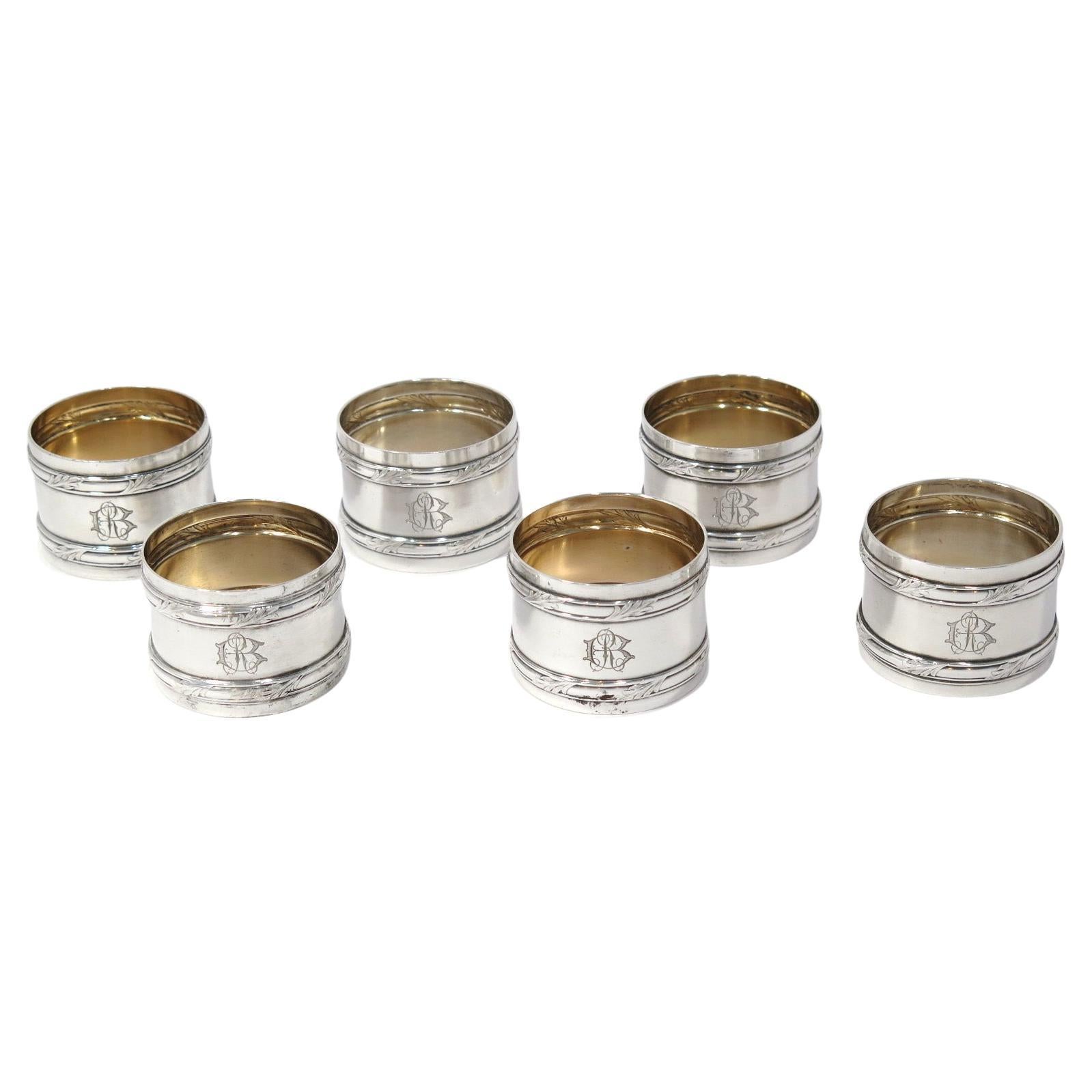 Silver plated Antique Napkin Rings, a Mixed Set of Seven, Various ...