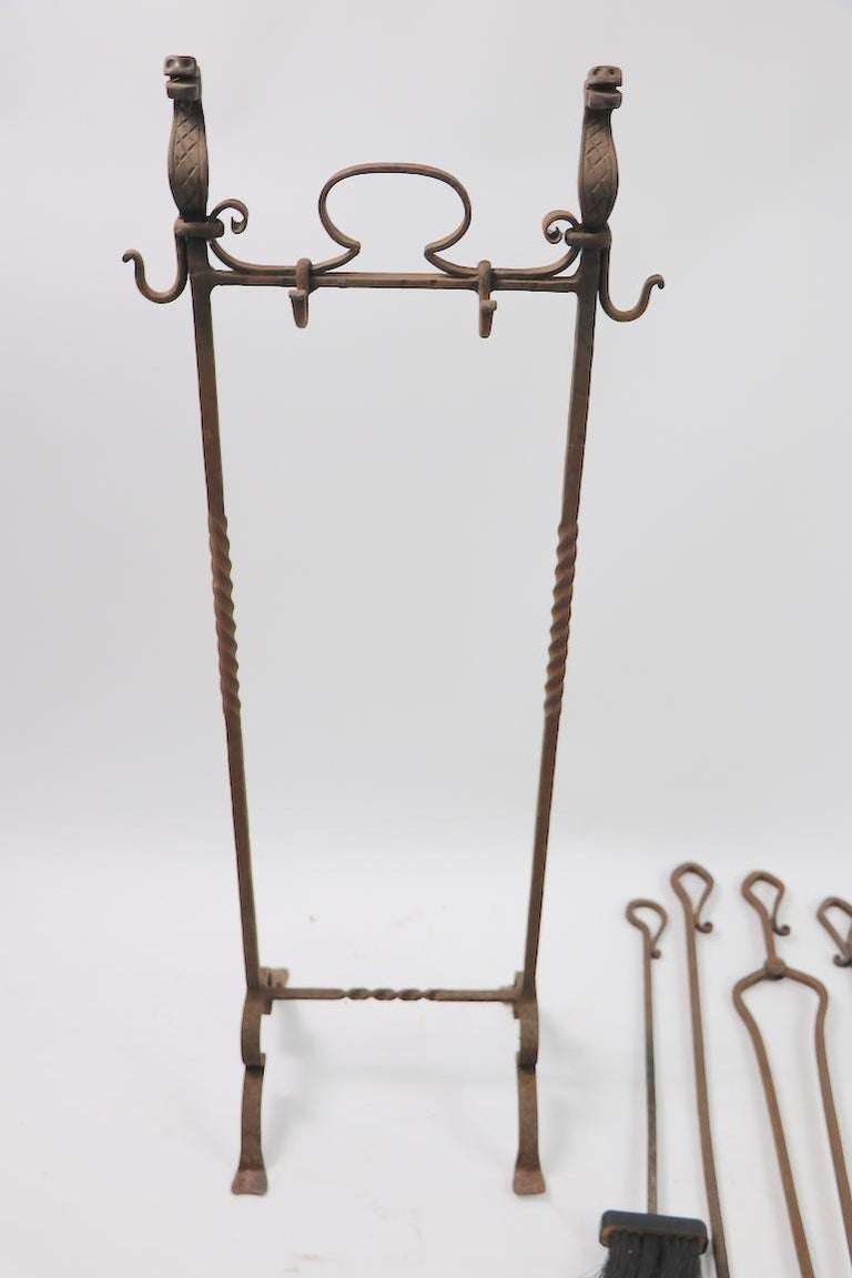 6-Piece Gothic Revival Fireplace Tool Set after Yellin at 1stDibs