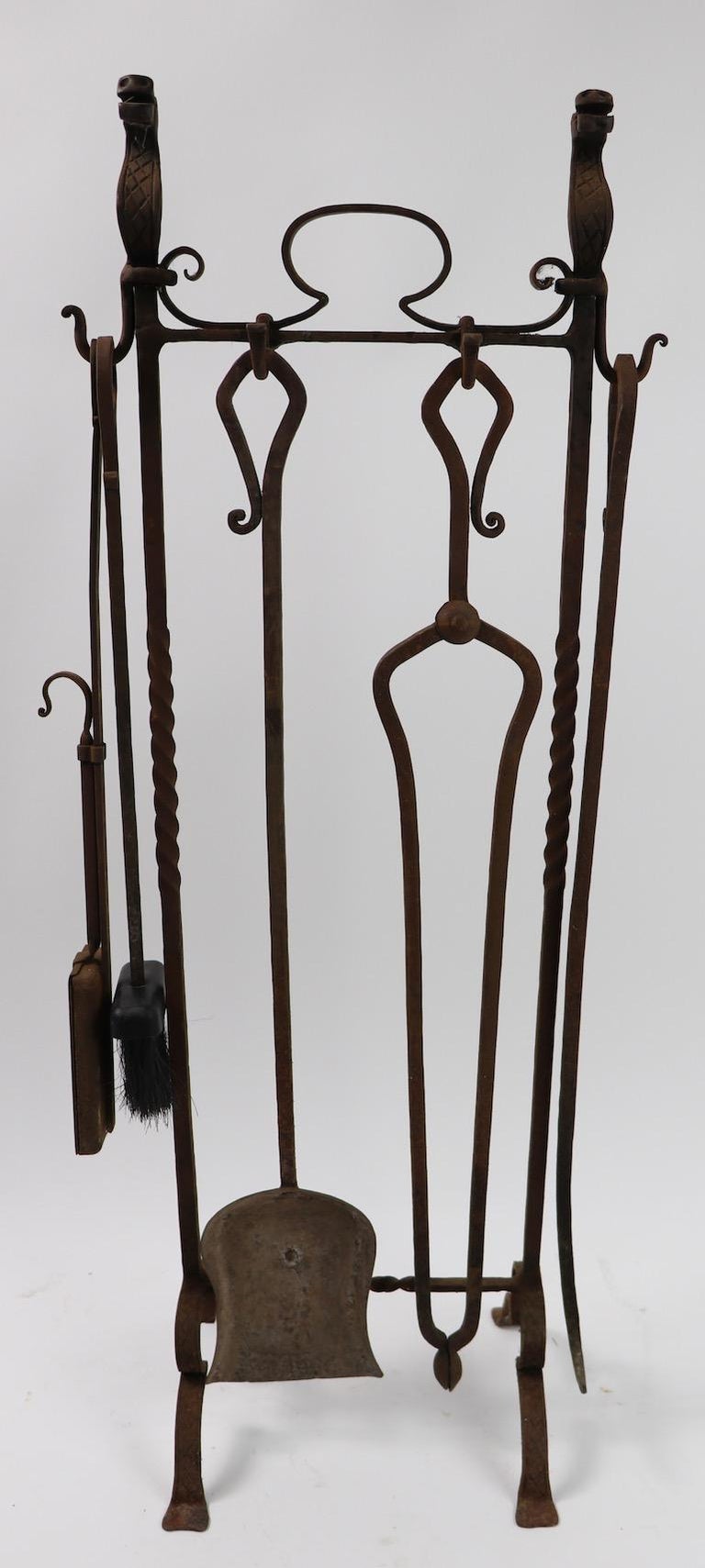 6-Piece Gothic Revival Fireplace Tool Set after Yellin at 1stDibs