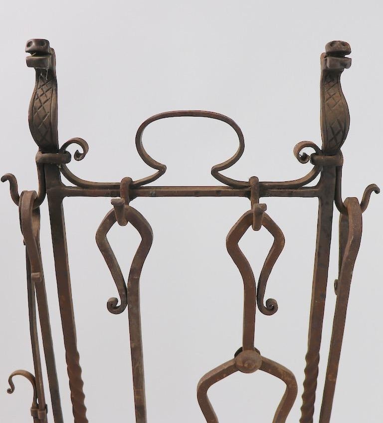 6-Piece Gothic Revival Fireplace Tool Set after Yellin at 1stDibs