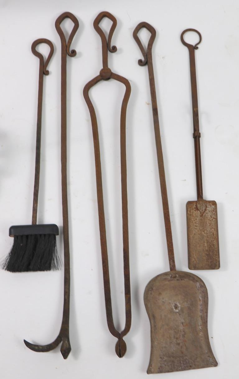 6-Piece Gothic Revival Fireplace Tool Set after Yellin at 1stDibs