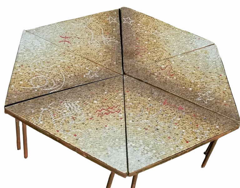 6 Piece Glass Mosaic Tile Coffee Table Genaro Alvarez Cosmic, Mexico ...