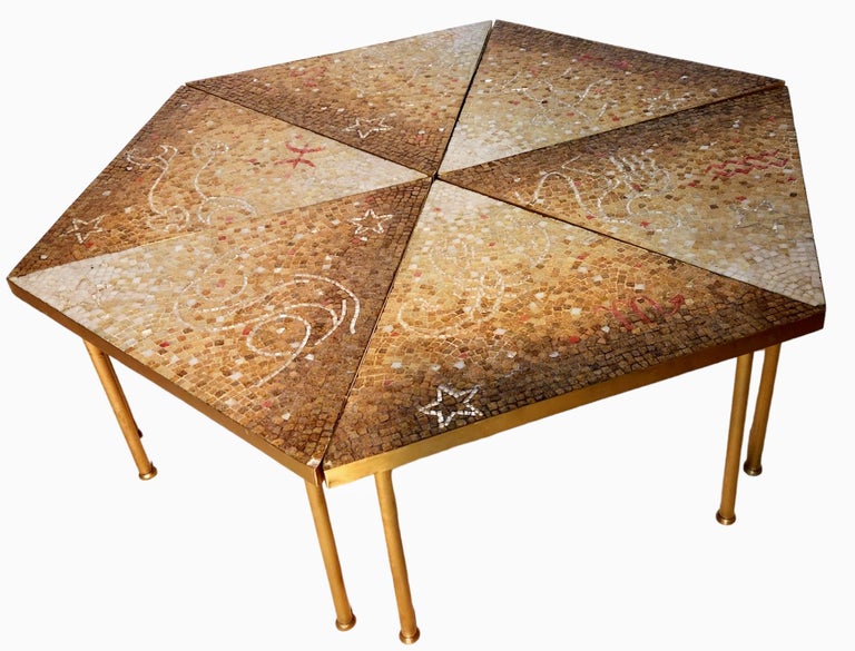 6 Piece Glass Mosaic Tile Coffee Table Genaro Alvarez Cosmic, Mexico ...