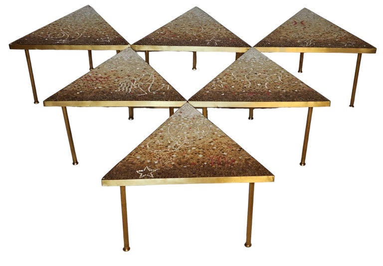 6 Piece Glass Mosaic Tile Coffee Table Genaro Alvarez Cosmic, Mexico ...