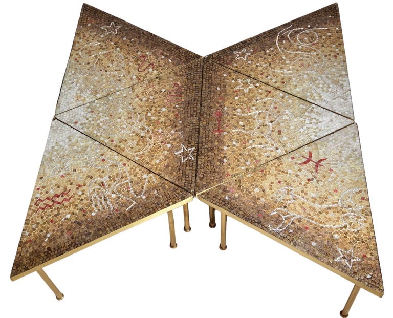 6 Piece Glass Mosaic Tile Coffee Table Genaro Alvarez Cosmic, Mexico ...