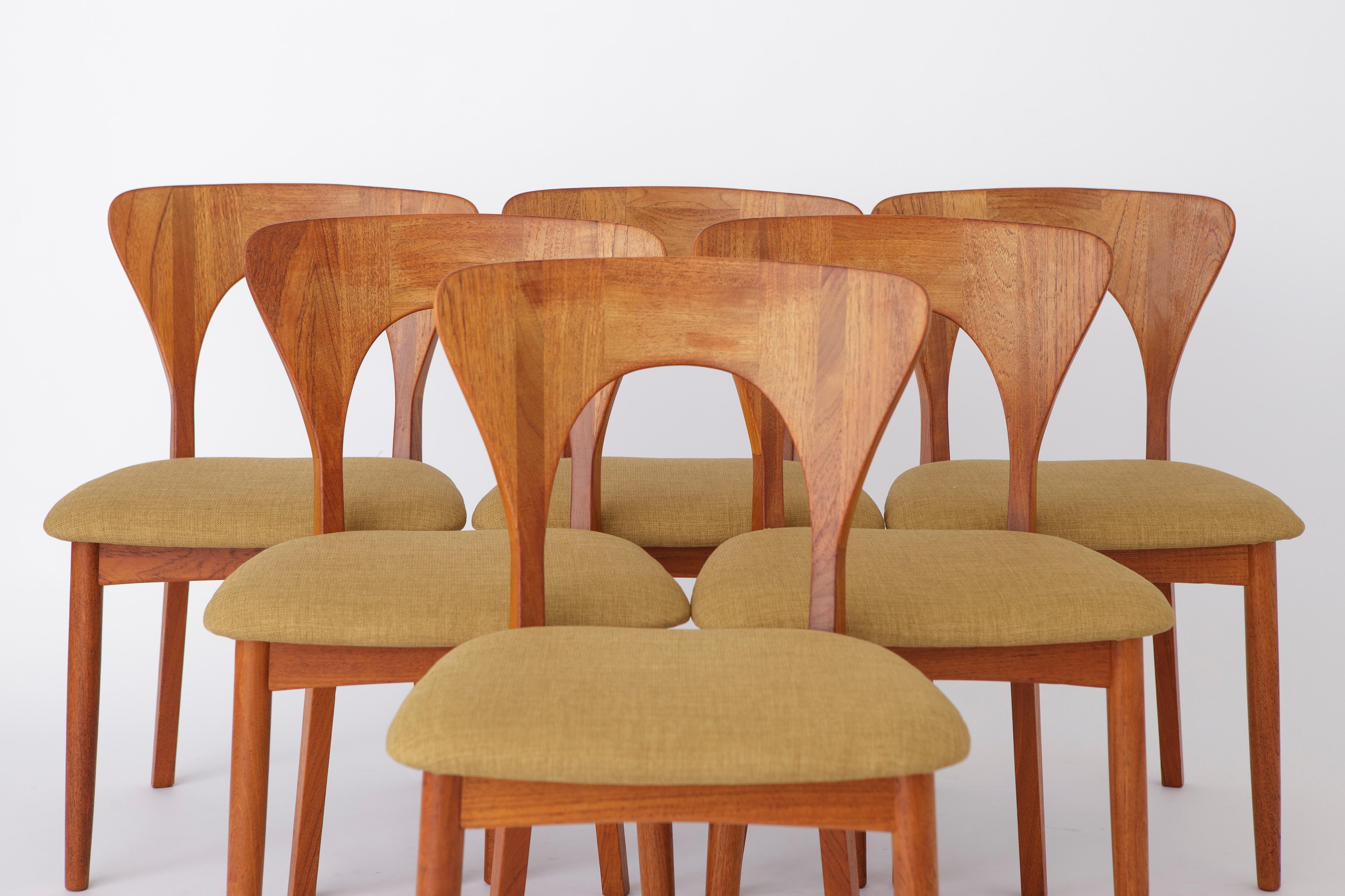 6 Vintage Chairs by Niels Koefoed, 1960s Danish Teak, model Peter For ...