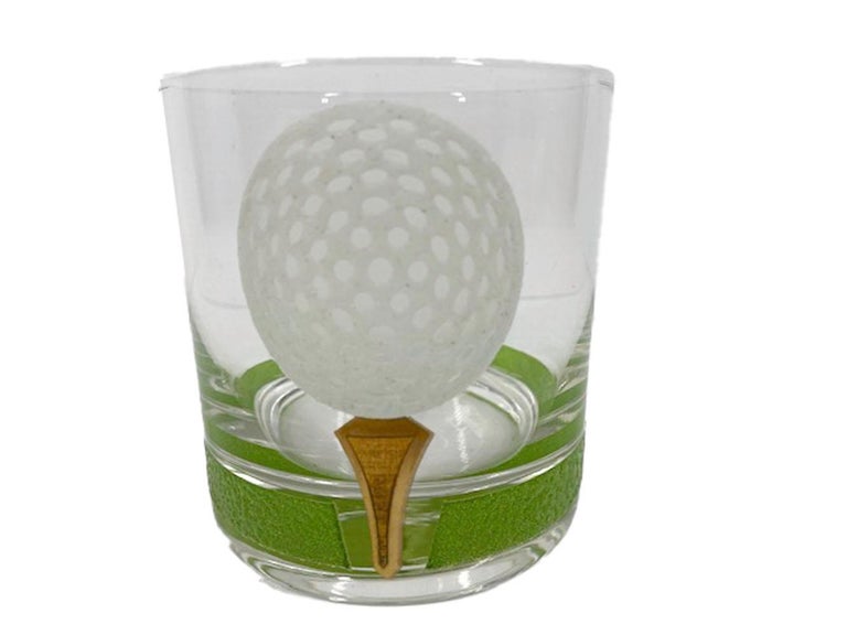 6 Vintage Golf Themed Rocks Glasses with a Golf Ball on a 22 Karat Gold ...