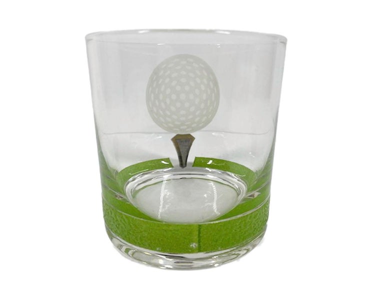 6 Vintage Golf Themed Rocks Glasses with a Golf Ball on a 22 Karat Gold ...