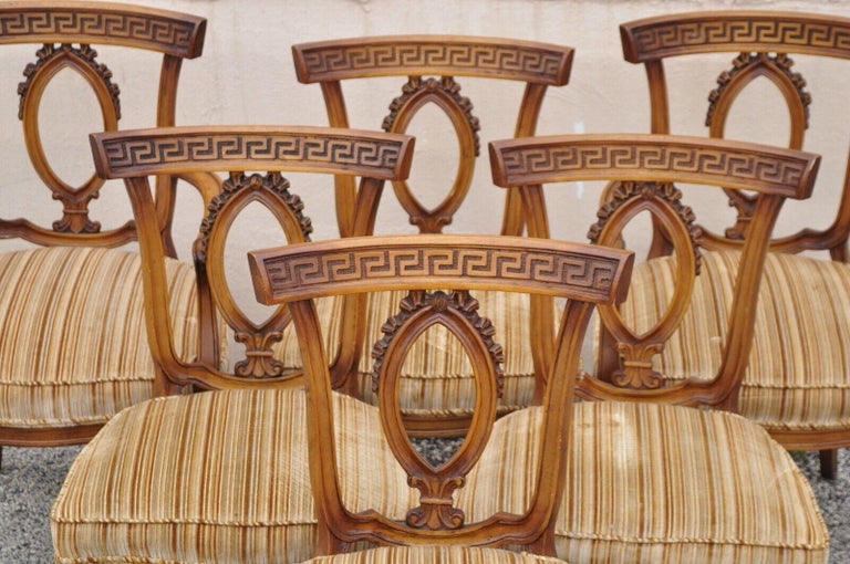 6 Vintage Italian Hollywood Regency Walnut Greek Key Neoclassical ...
