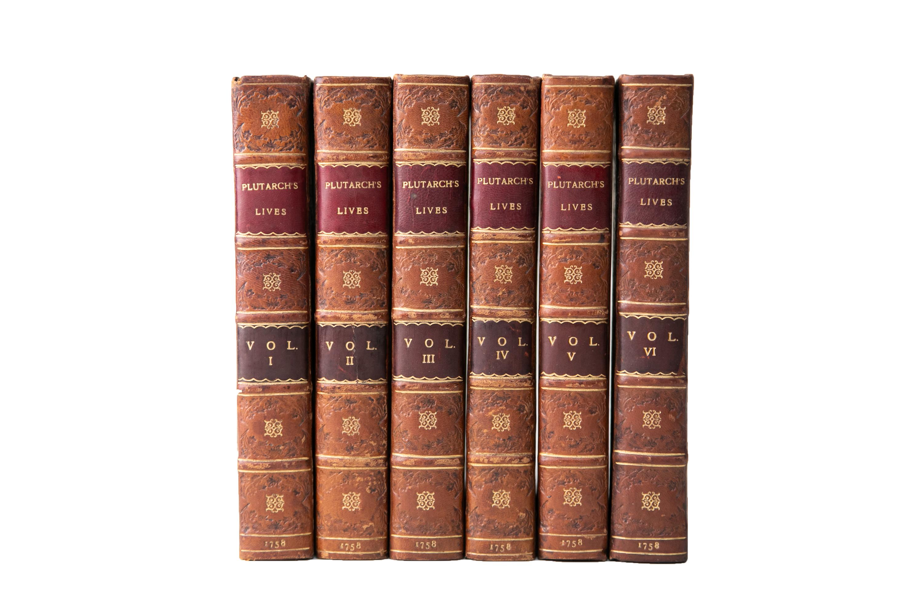 6 Volumes, Dryden, Plutarch's Lives at 1stDibs