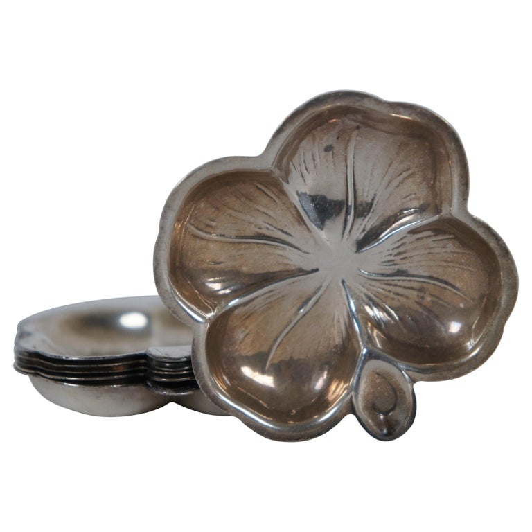6 Vtg Lenox Sterling Silver FSC-95 Shamrock Nut Bonbon Dishes Clover ...